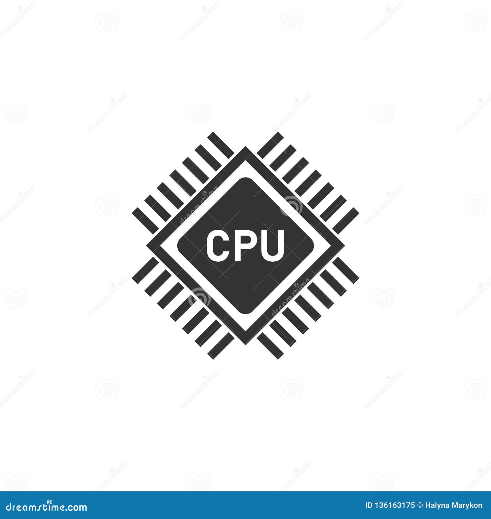 CPU icon flat stock vector. Illustration of icon, modern - 136163175