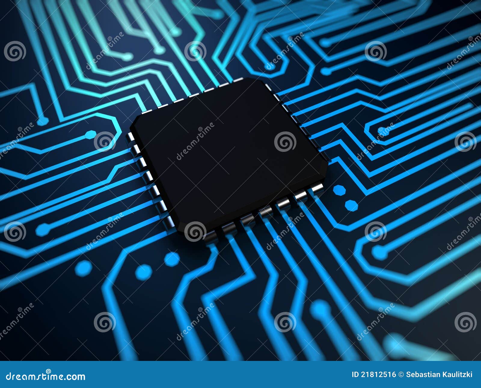 Cpu in blue stock illustration. Illustration of beam - 21812516