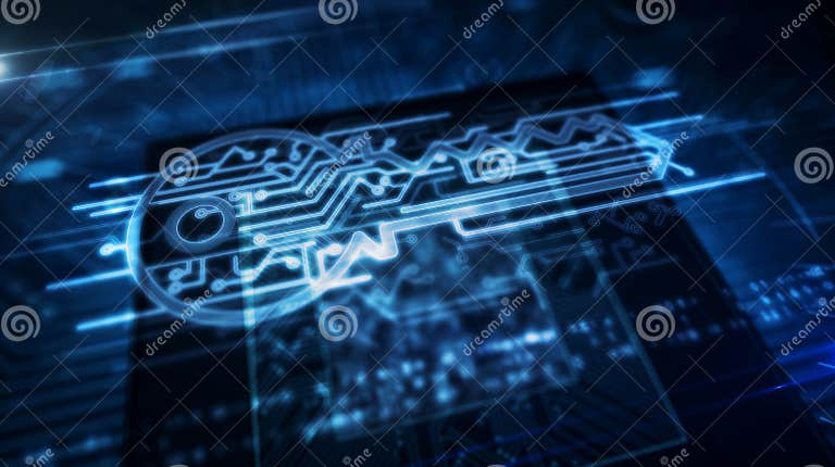 CPU on Board with Bulb Hologram Display Stock Illustration ...