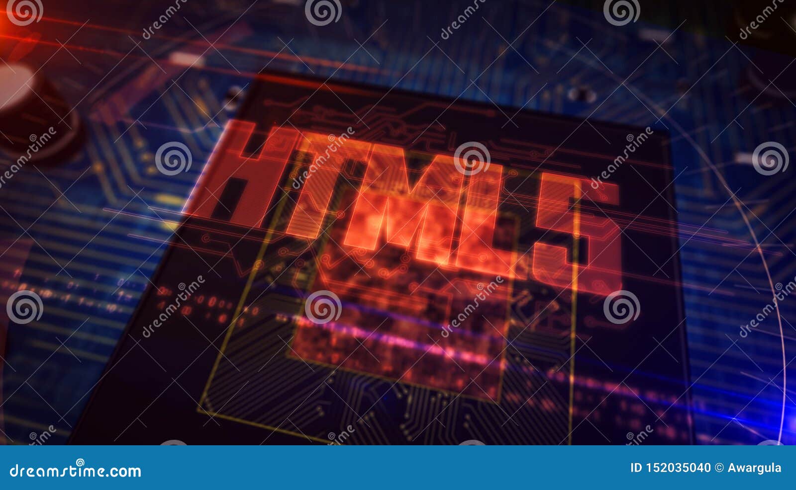CPU on Board with Html5 Hologram Stock Illustration - Illustration of ...