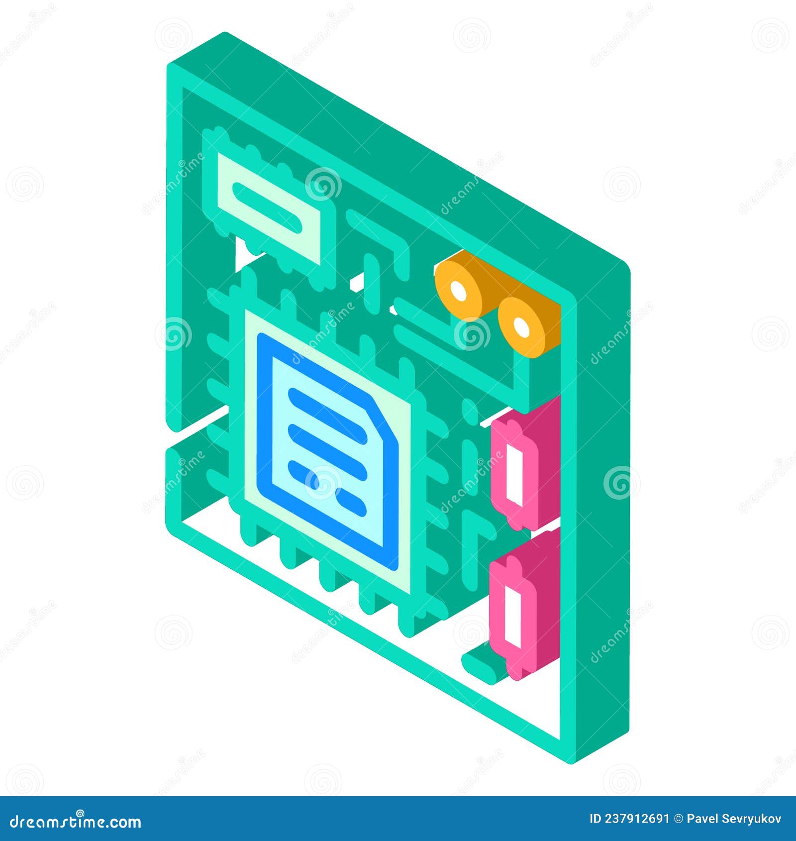 Cpu Board Isometric Icon Vector Illustration Stock Vector ...