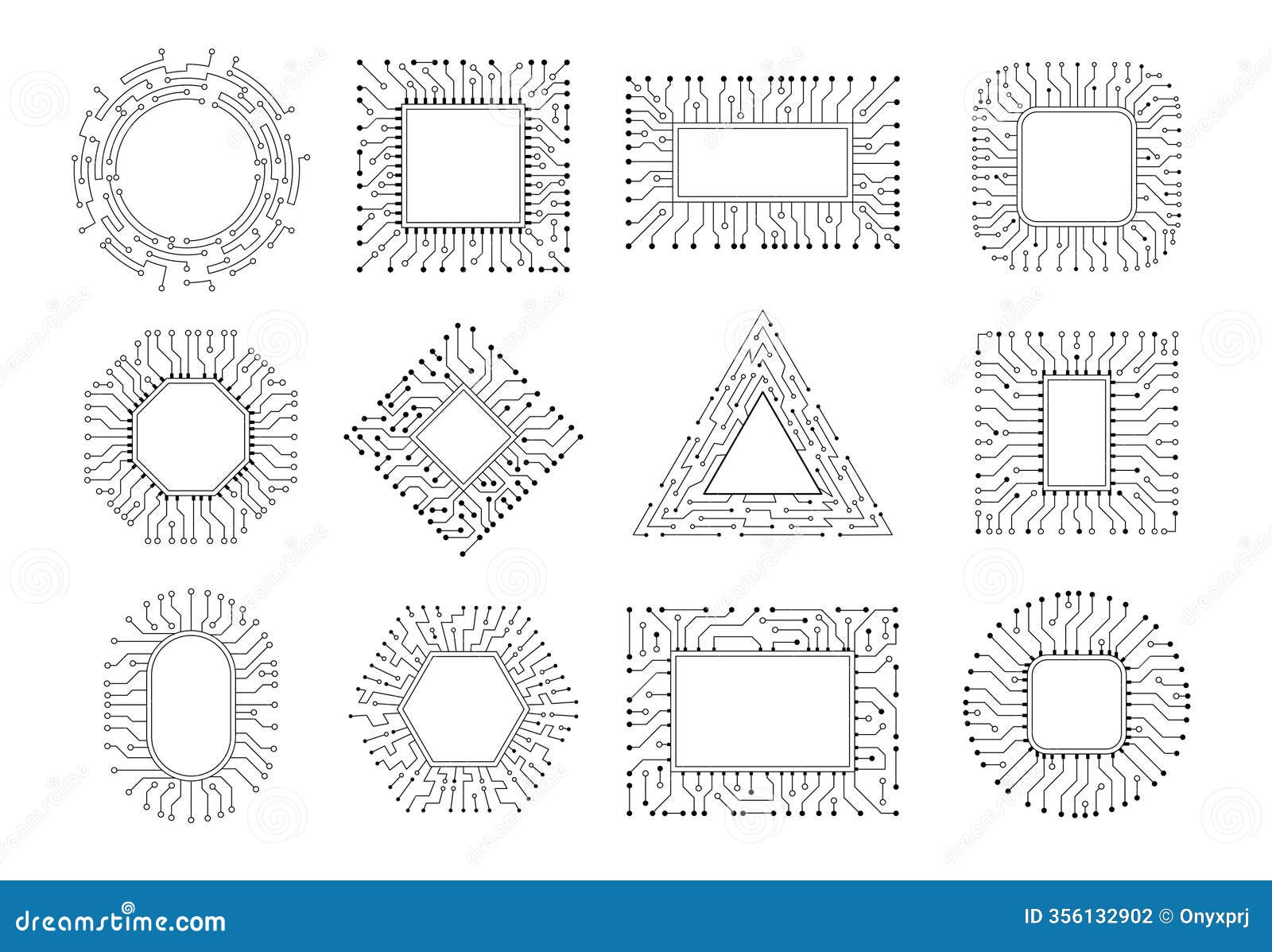 Cpu Borders. Electronic Chip Stylized Frames Recent Vector Template of ...