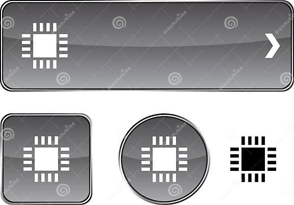 Cpu button set. stock vector. Illustration of square - 12924532