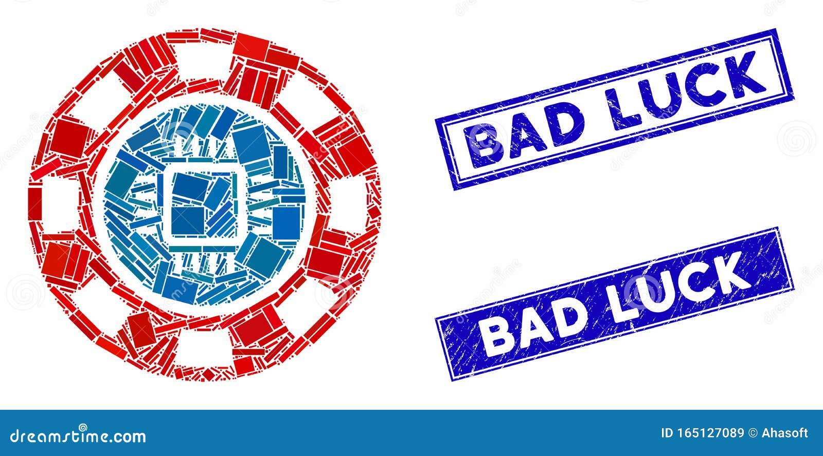 CPU Casino Chip Mosaic and Grunge Rectangle Bad Luck Stamps Stock ...