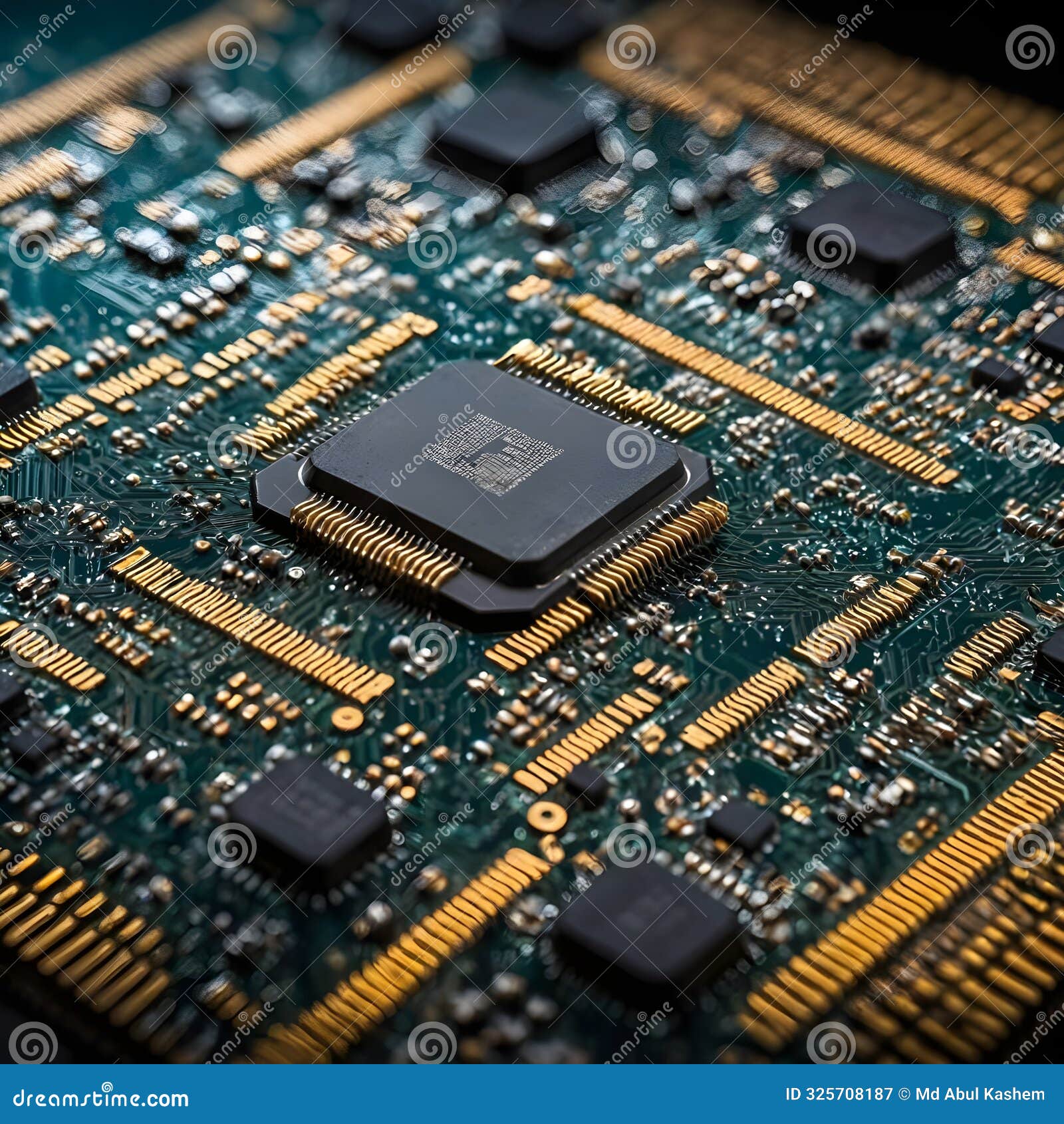 AI Generated Illustration of a Close-up of Microchips and Transistors ...