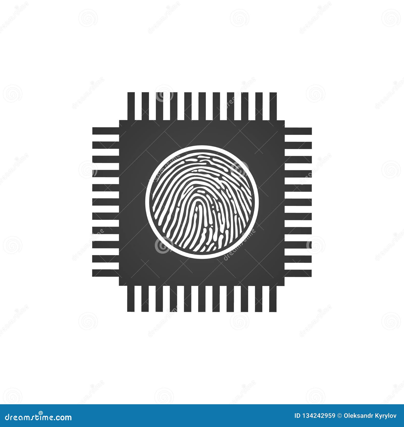 CPU Central Processing Unit with Fingerprint, Security Concept ...