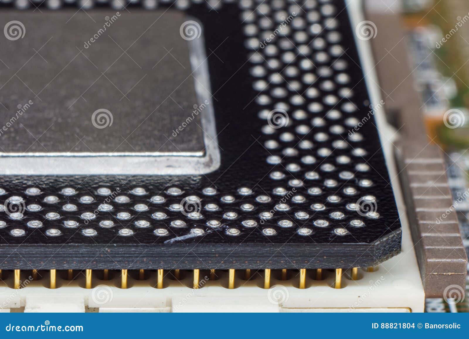 CPU Central Processing Unit Microchip Installed in Socket Stock Photo ...