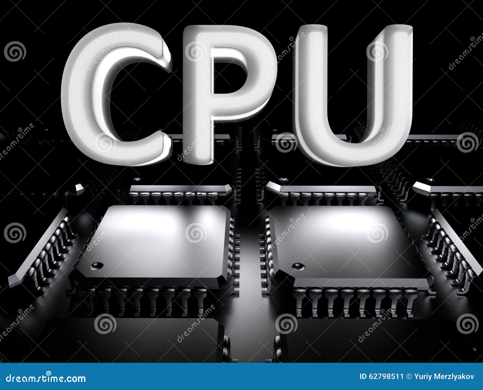 Cpu Central Processing Unit Multi Core Stock Illustration Illustration Of Dimensional