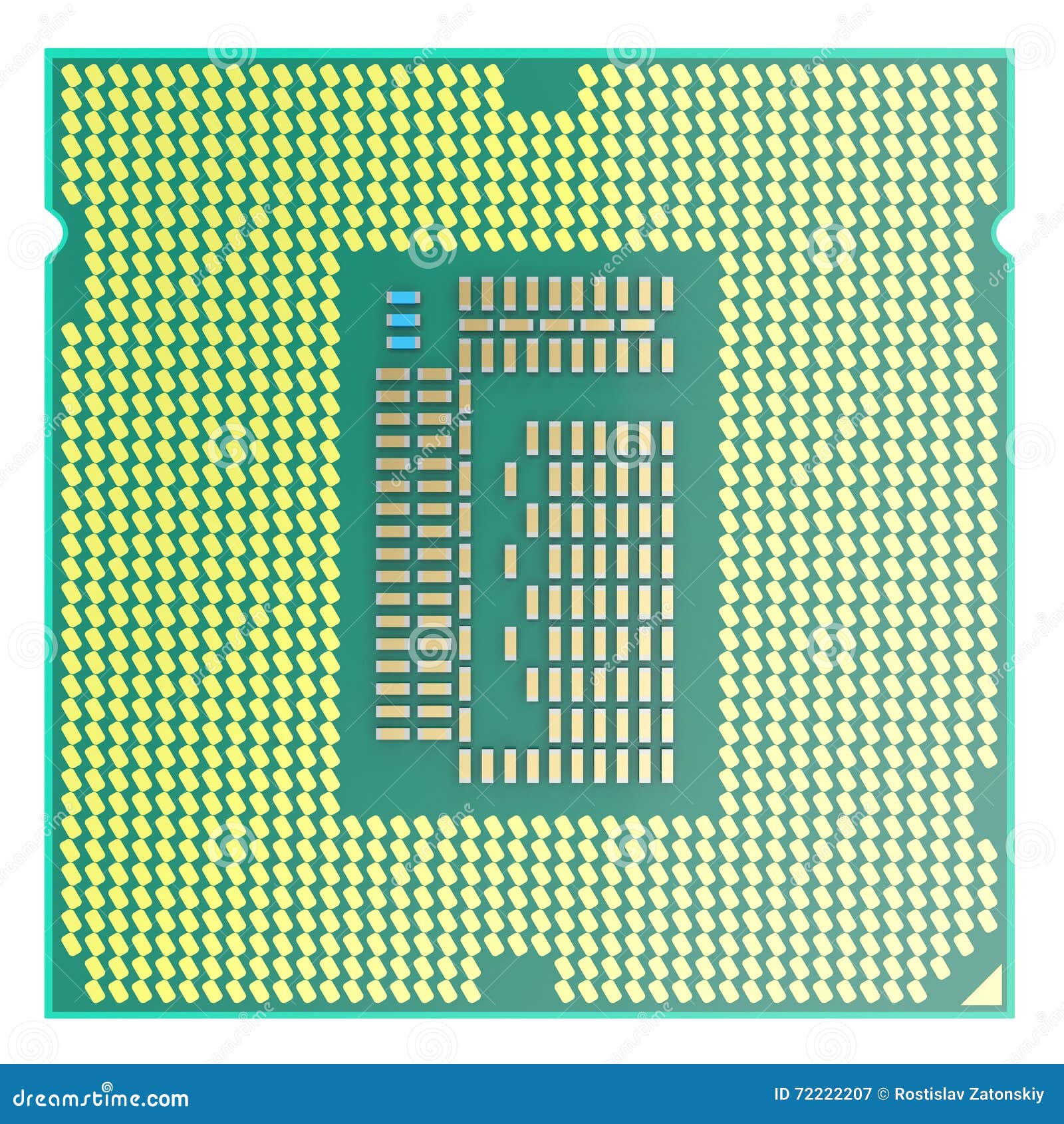 CPU Chip, Central Processor Unit, Top View on White Background. 3d ...