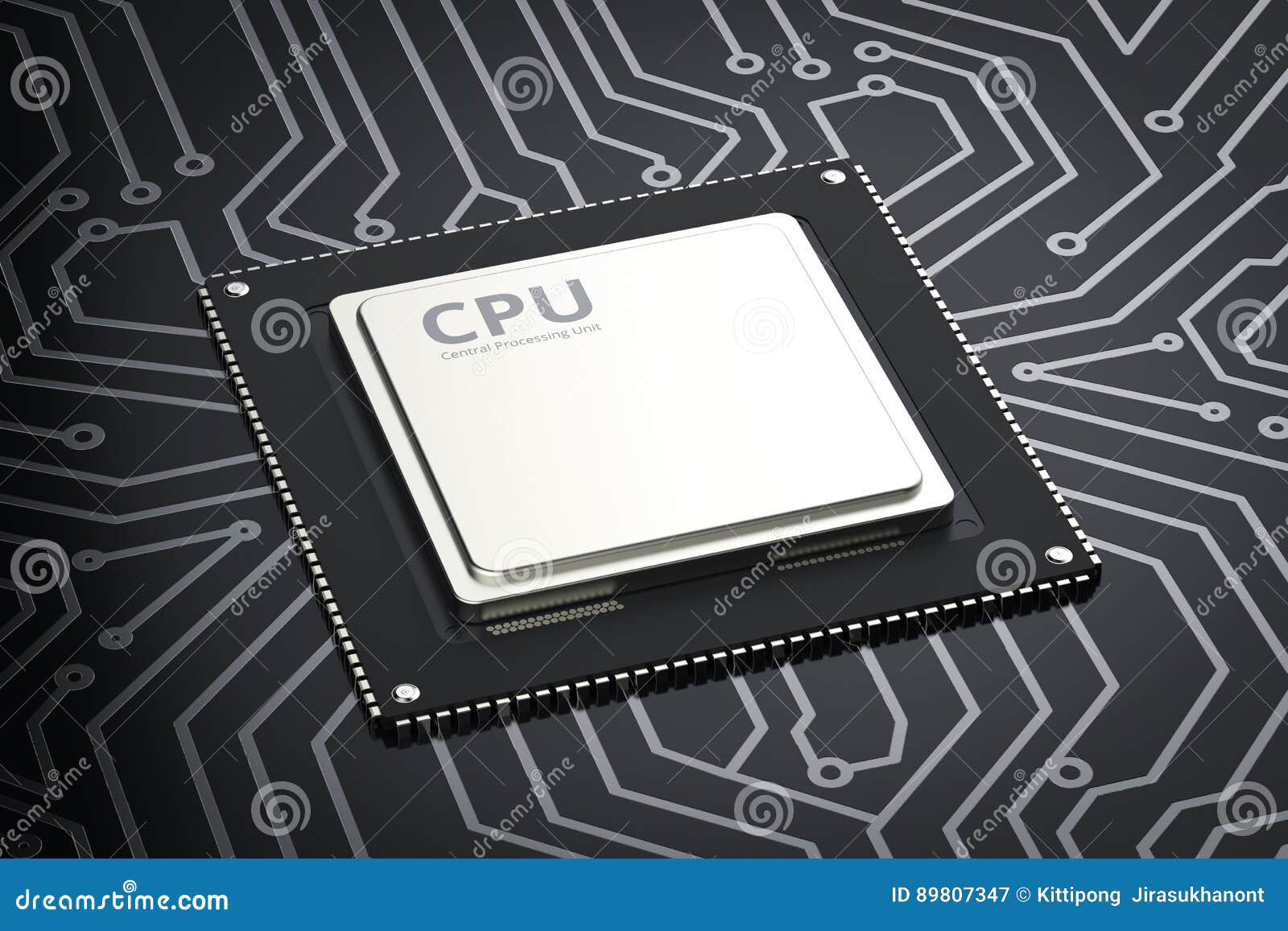 Cpu chip on circuit board stock illustration. Illustration of board ...