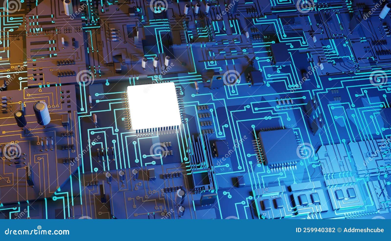 Cpu chip on circuit board stock illustration. Illustration of semi ...