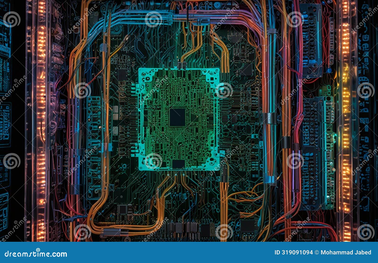 CPU Chip on Circuit Board. Motherboard with Processor Chip. Computer ...