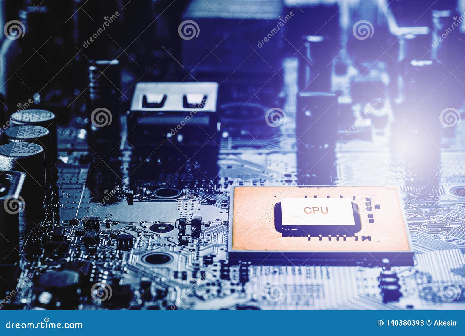CPU Chip on Computer or Electronic Board Stock Photo - Image of connect, digital: 140380398
