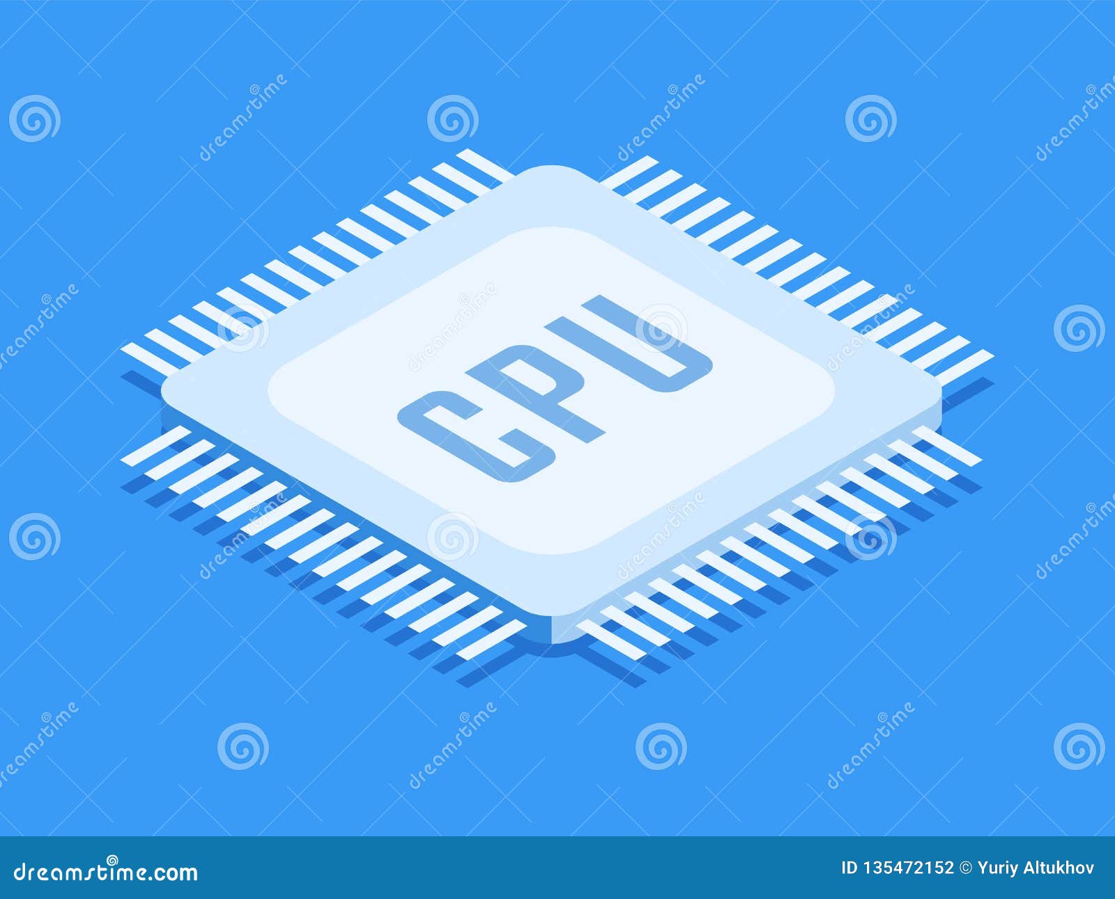 CPU Chip, Computer Processor Icon. Isometric Template for Web Design in Flat 3D Style Stock ...