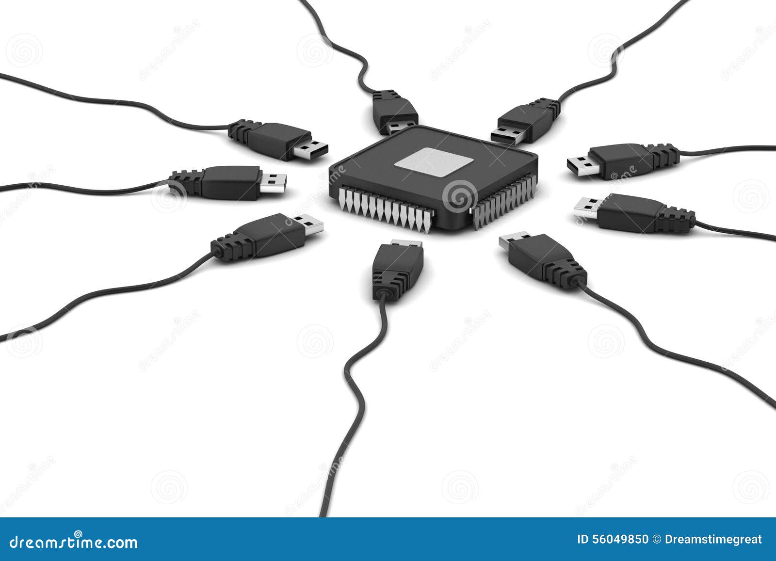 CPU Chip with Connecting Cable Stock Illustration - Illustration of ...
