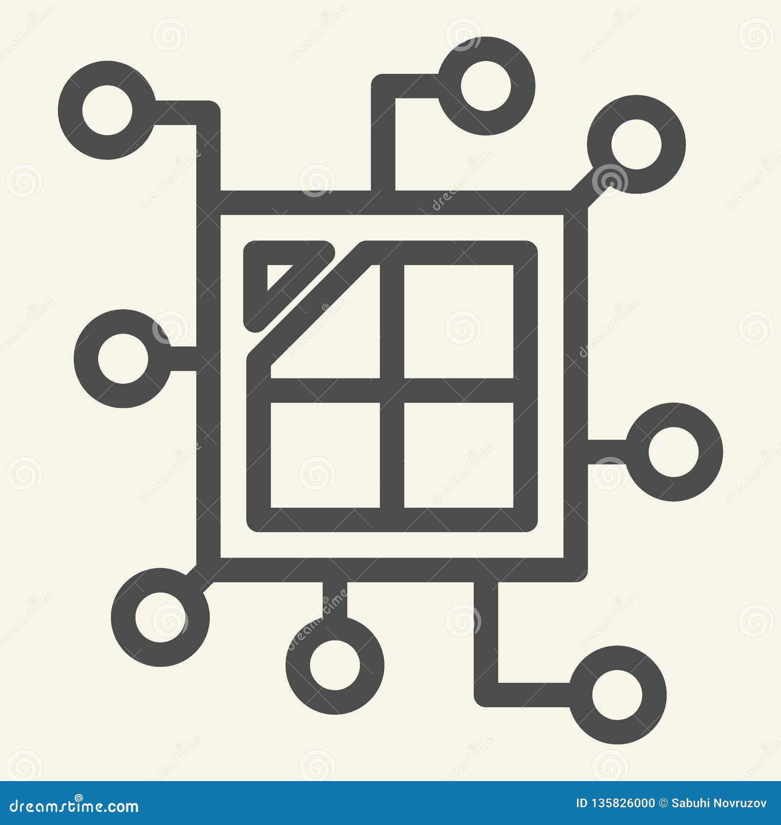 Cpu Chip Line Icon. Processor Vector Illustration Isolated on White ...