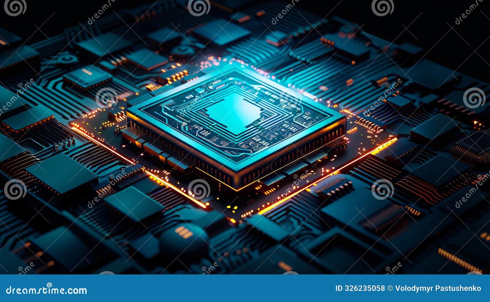 Cpu Chip on the Motherboard Stock Photo - Image of electronic ...