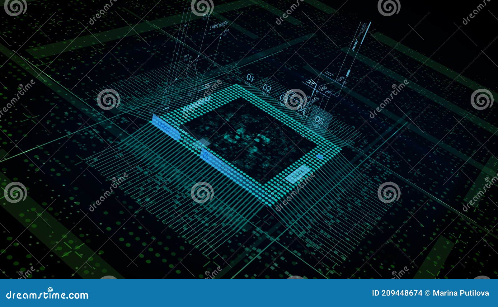Cpu Chip On Motherboard Abstract 3d Render Of A Computer Processor