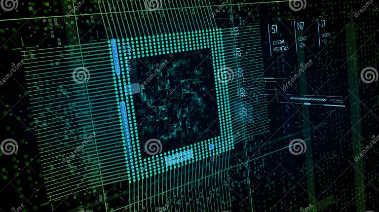 CPU Chip on Motherboard - Abstract 3D Render of a Computer Processor ...