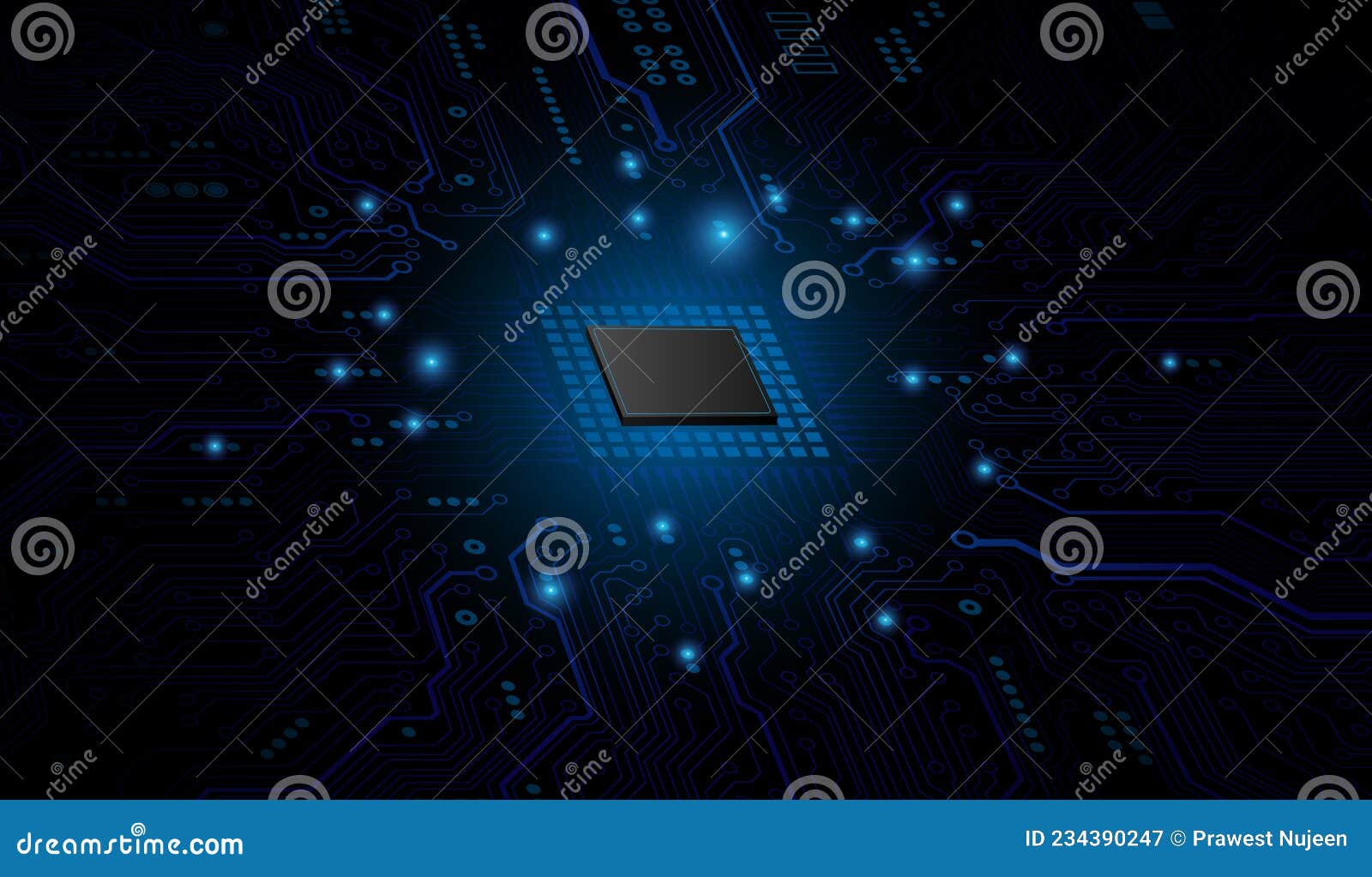 CPU Chip on Motherboard.Futuristic Microchip Processor. Stock Vector ...