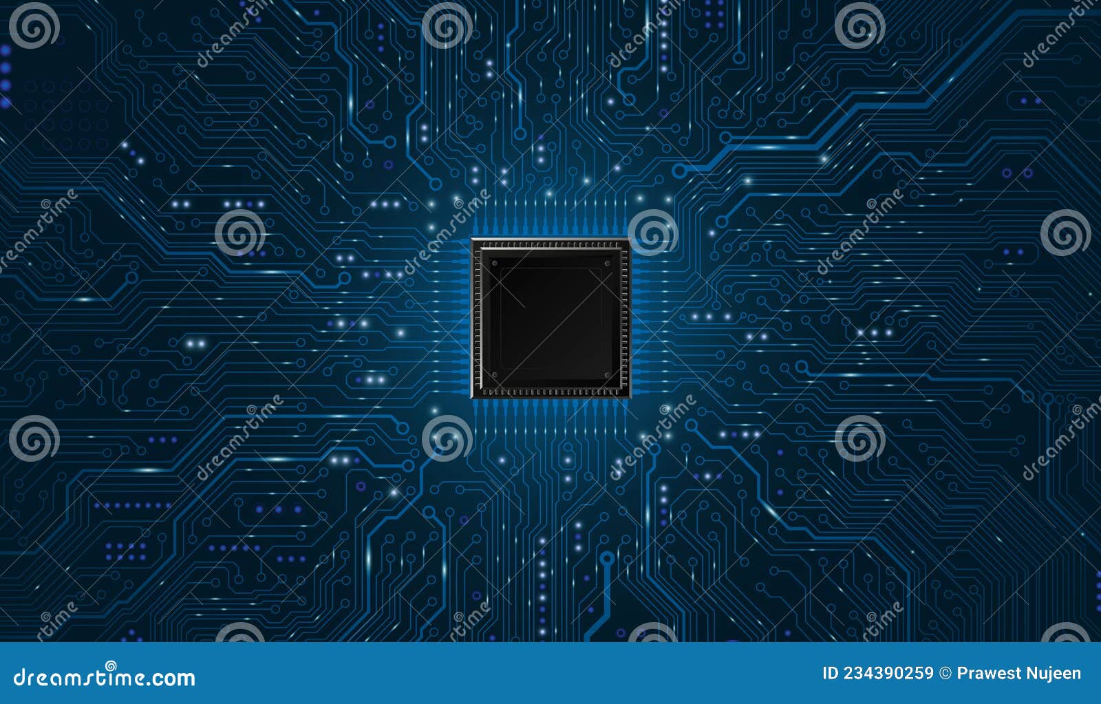 CPU Chip on Motherboard.Futuristic Microchip Processor. Stock Vector ...