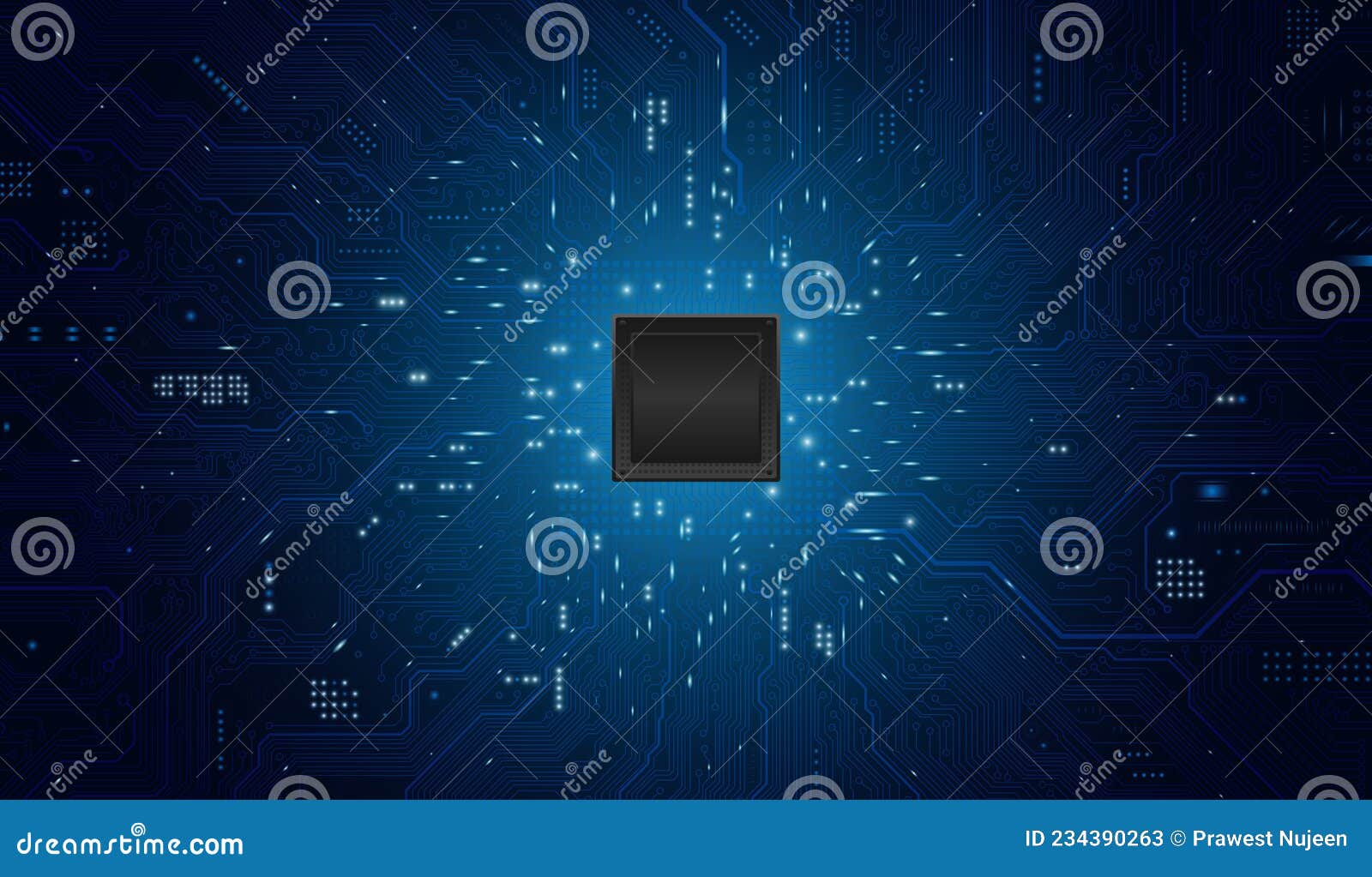 CPU Chip on Motherboard.Futuristic Microchip Processor. Stock Vector ...
