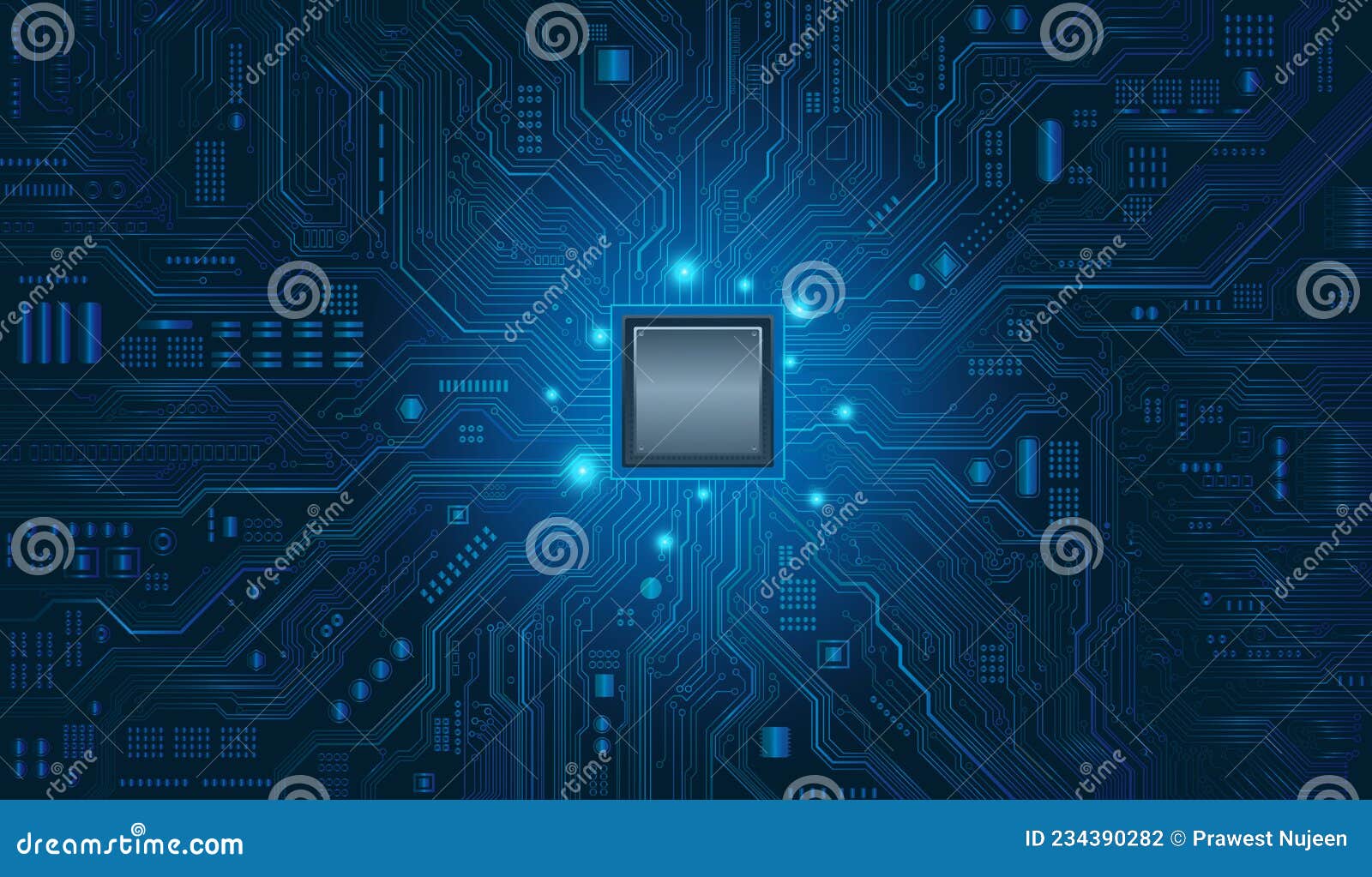 CPU Chip on Motherboard.Futuristic Microchip Processor. Stock Vector - Illustration of energy ...