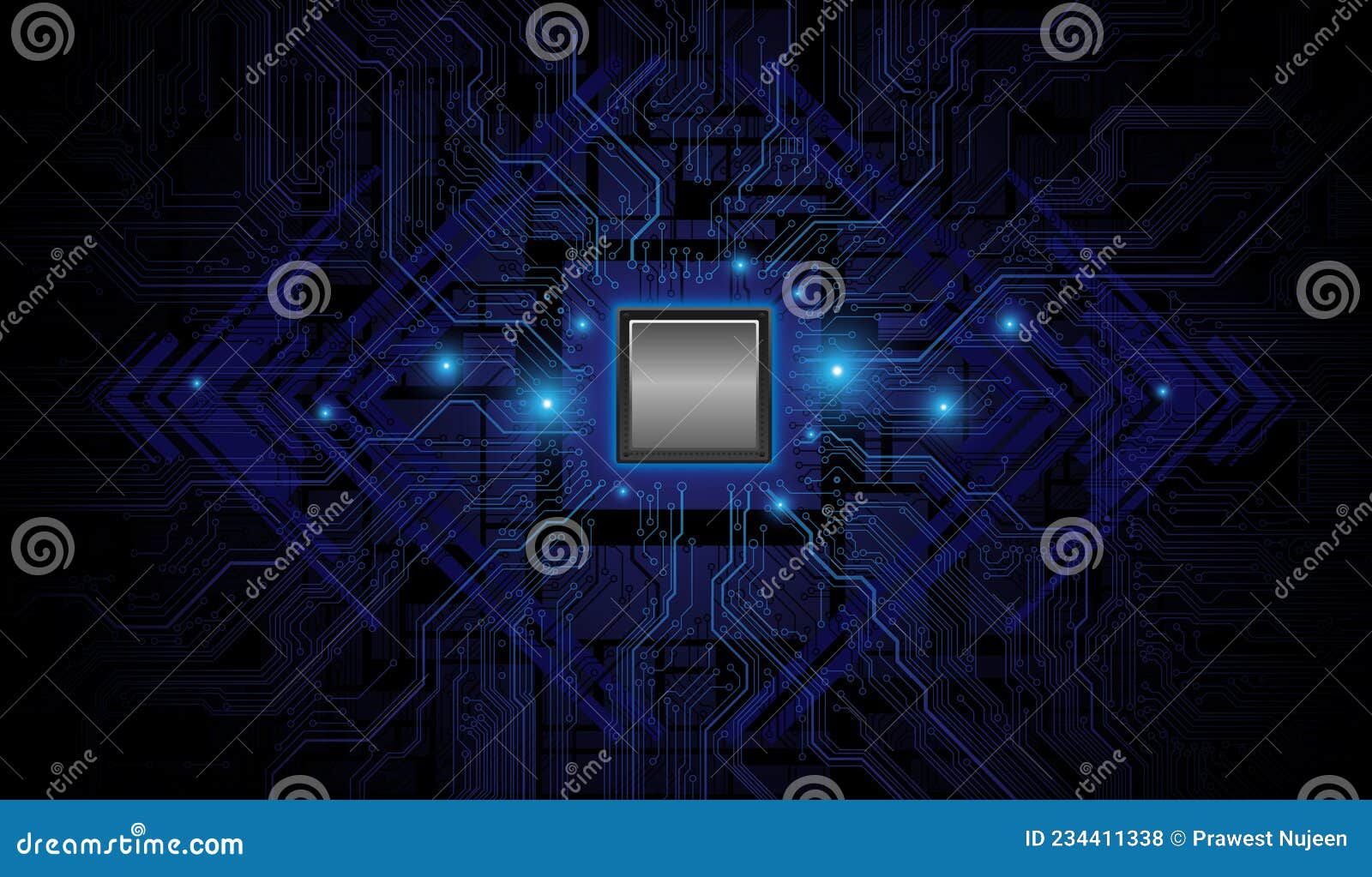 CPU Chip on Motherboard.Futuristic Microchip Processor. Stock Vector - Illustration of chip ...
