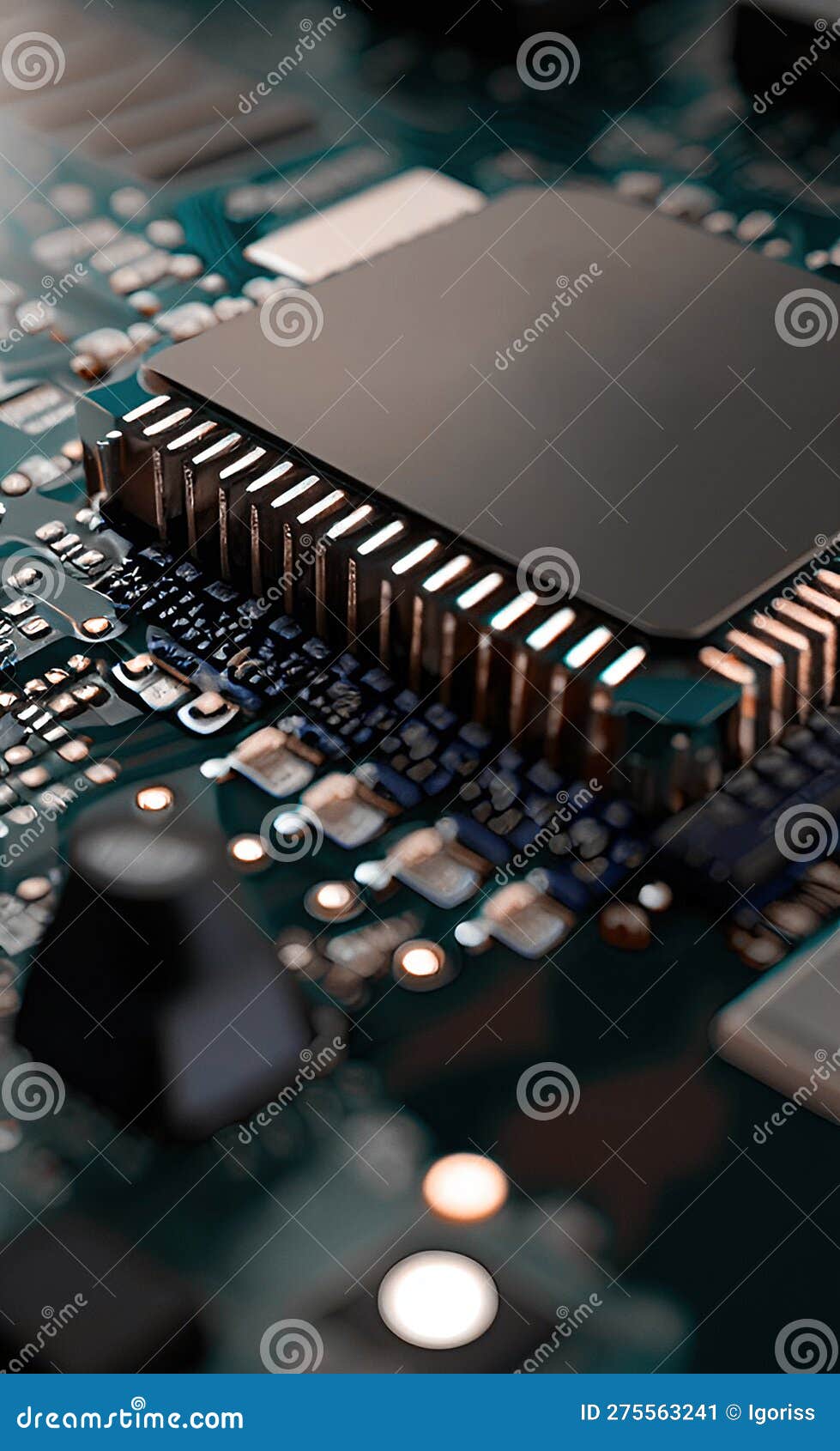 Processor Computer Chip on a Cicuit Board with Microchips and Other ...