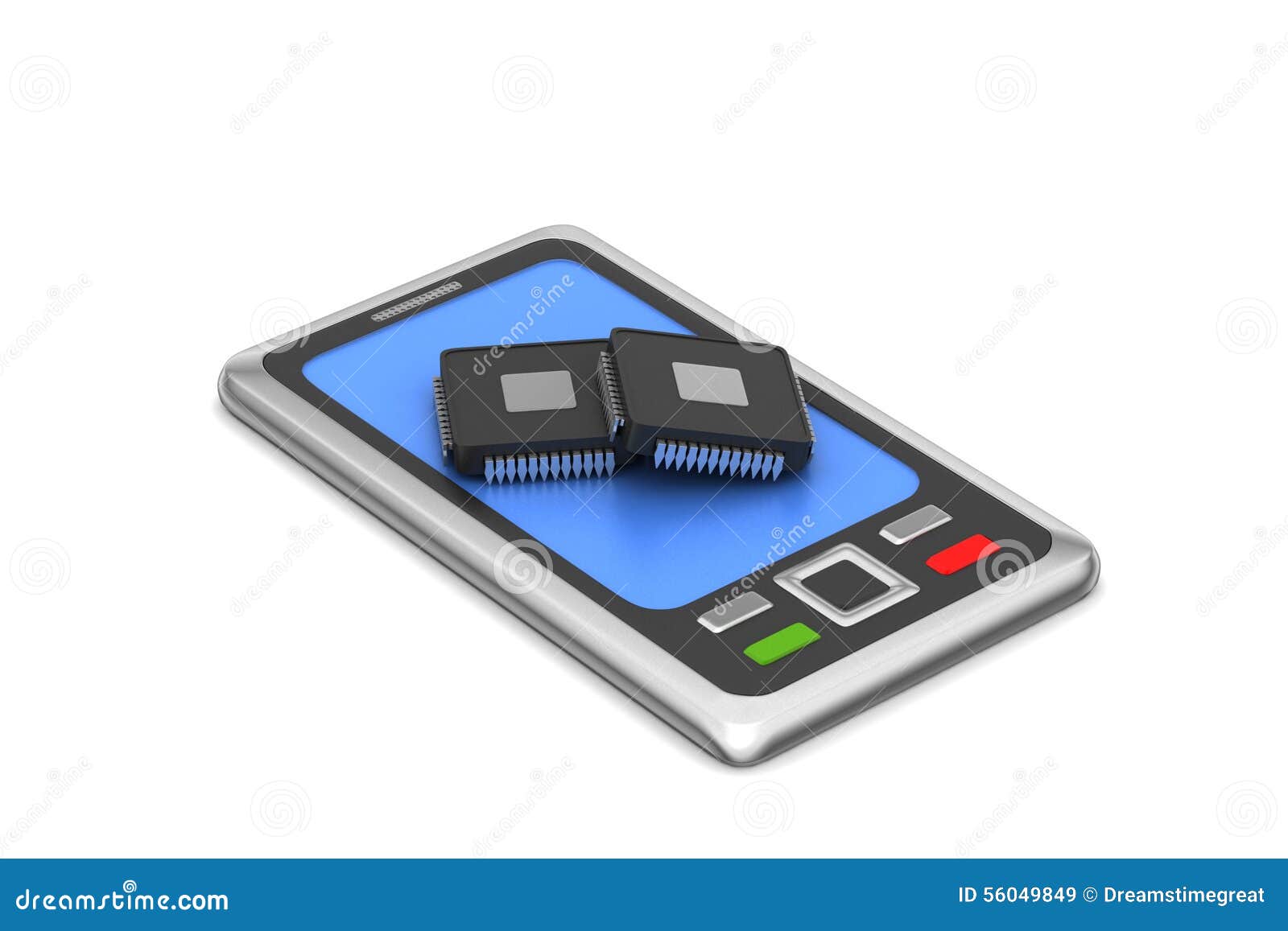 CPU chip with smart phone stock illustration. Illustration of data ...