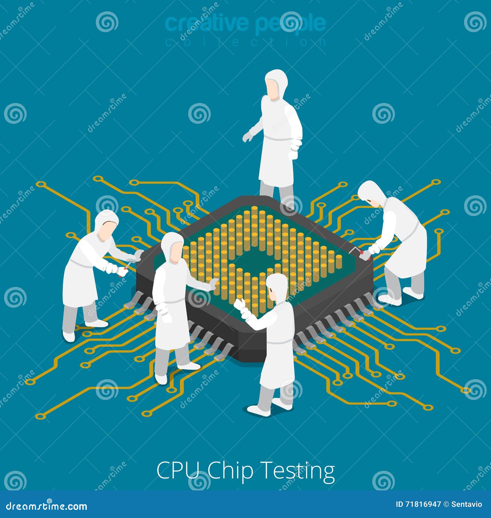 CPU Chip Socket Testing Repair Service. Serviceman Stock Vector ...