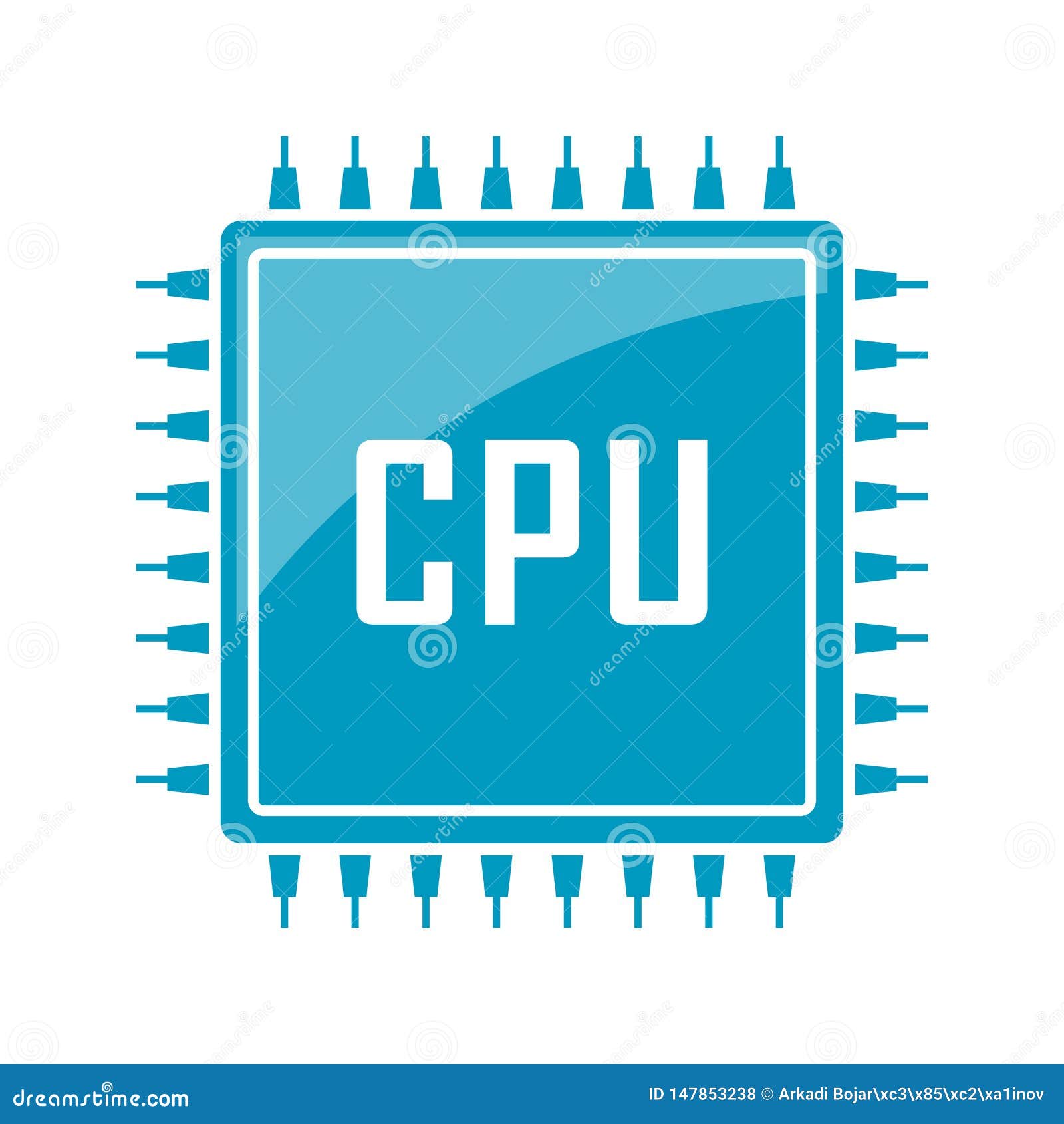 Cpu chip vector icon stock vector. Illustration of cartoon - 147853238