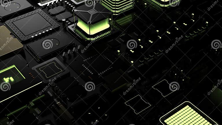 CPU Chips on the Motherboard . Stock Illustration - Illustration of ...