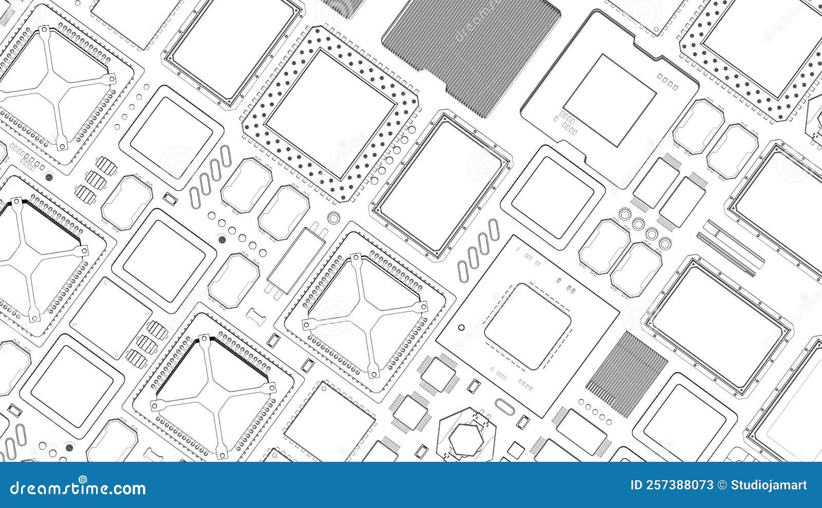 CPU Chips on the Motherboard Stock Illustration - Illustration of ...