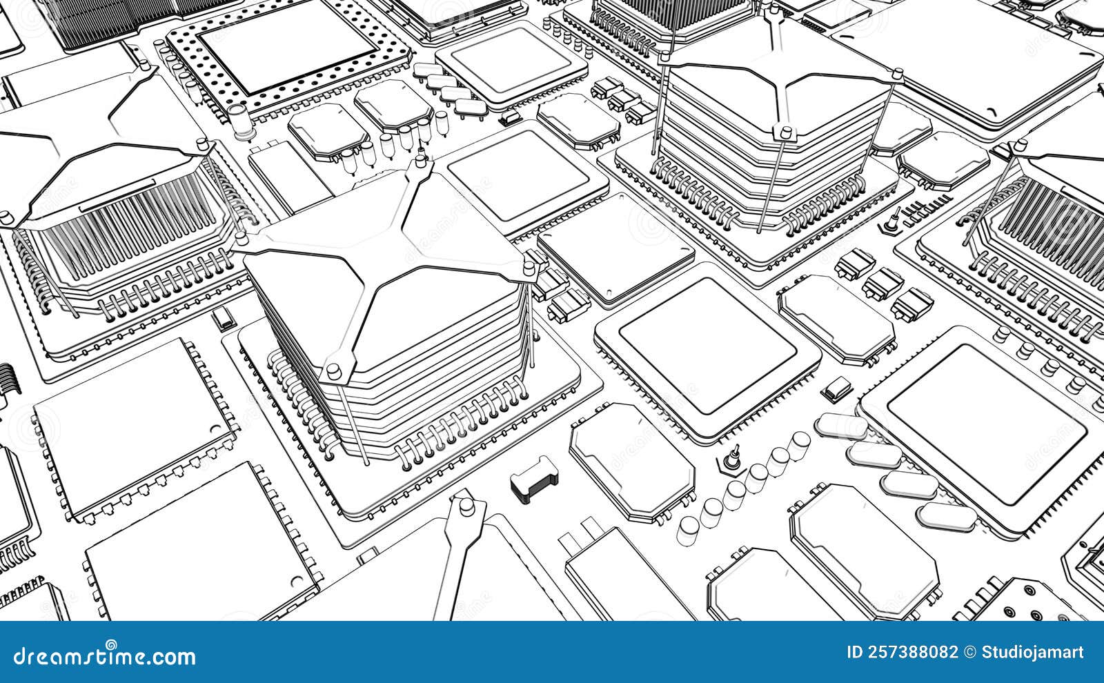 CPU Chips on the Motherboard Stock Illustration - Illustration of micro ...