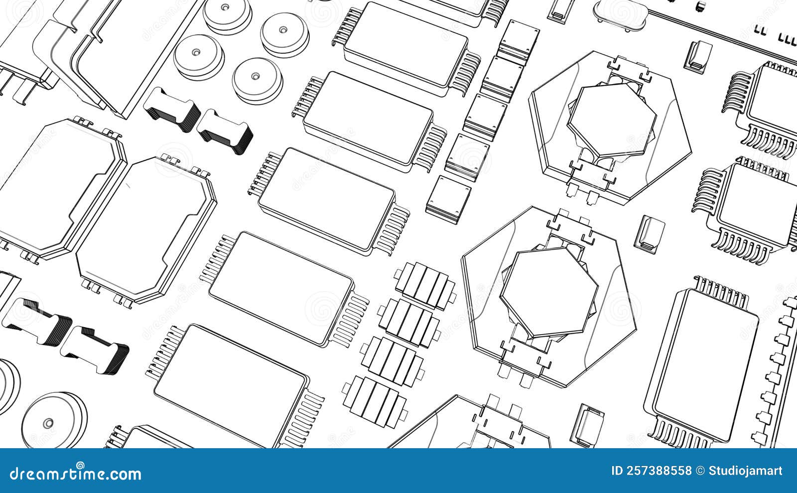 CPU Chips on the Motherboard Stock Illustration - Illustration of power ...