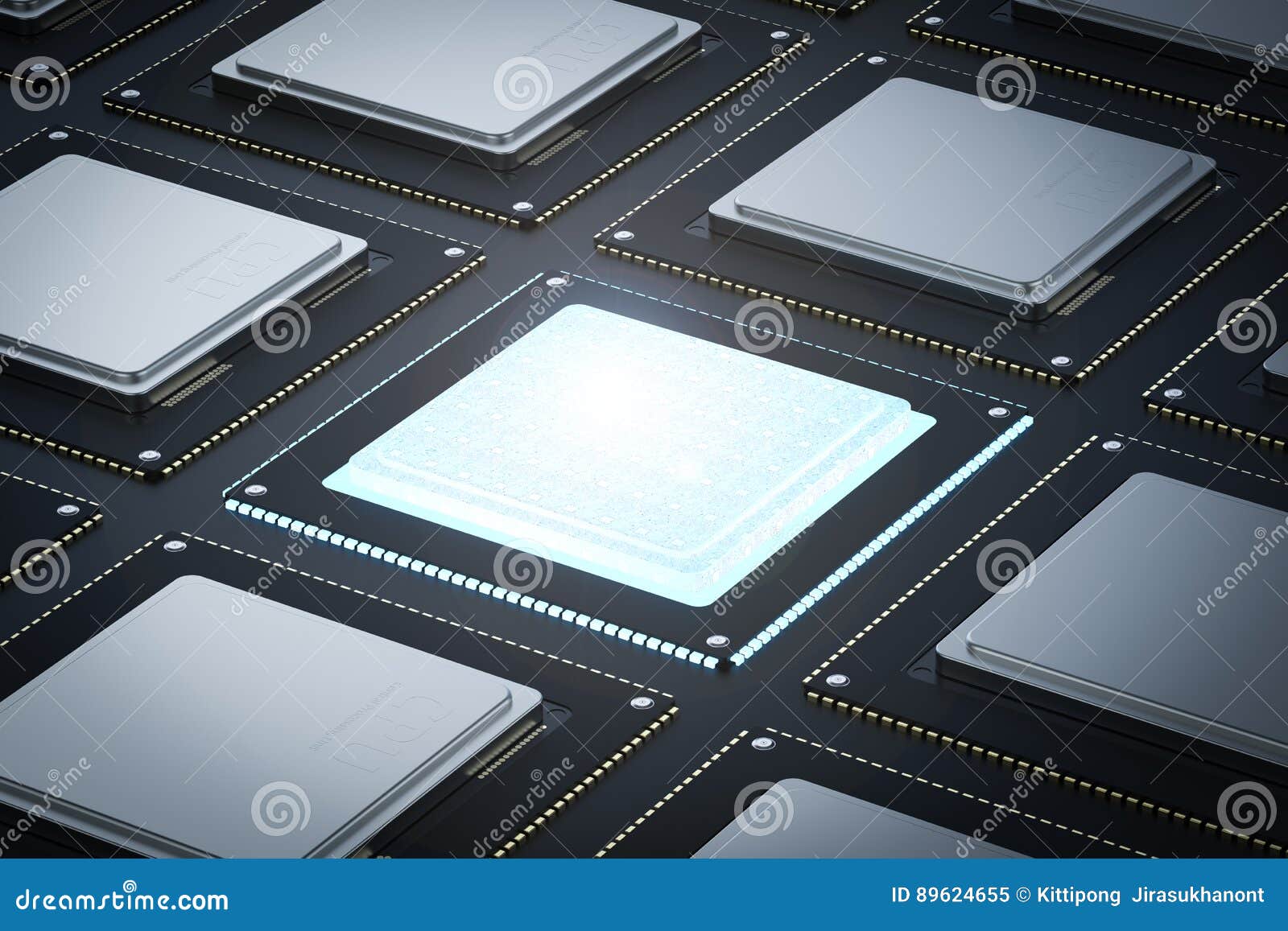 Cpu chips in a row stock illustration. Illustration of element - 89624655