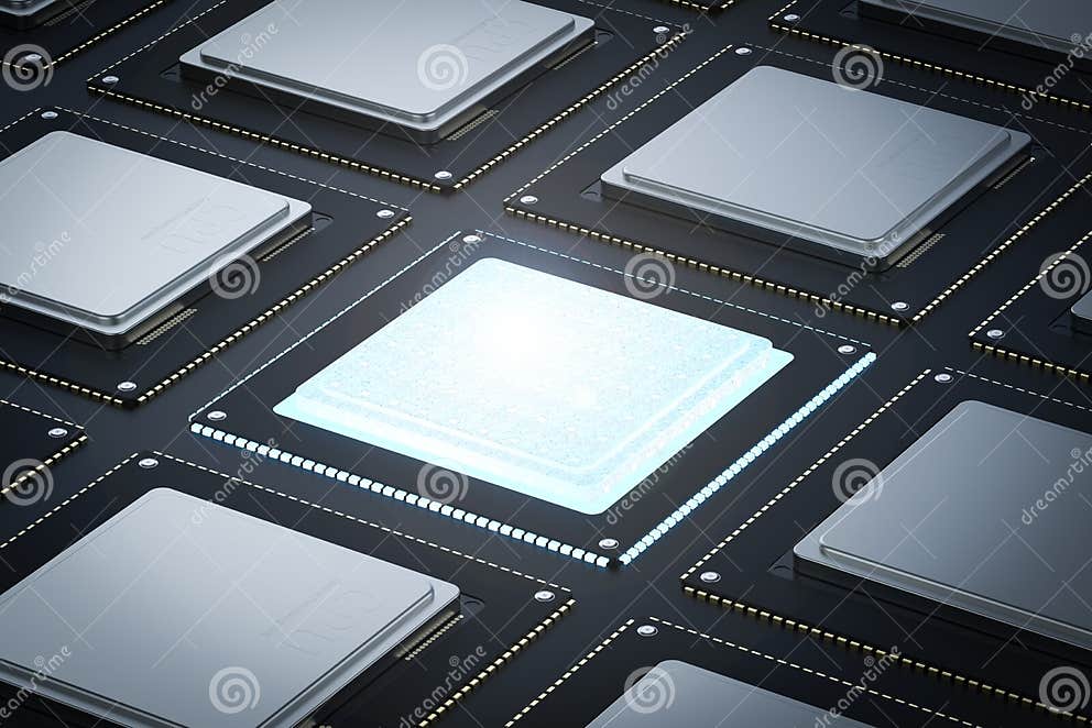 Cpu chips in a row stock illustration. Illustration of element - 89624655