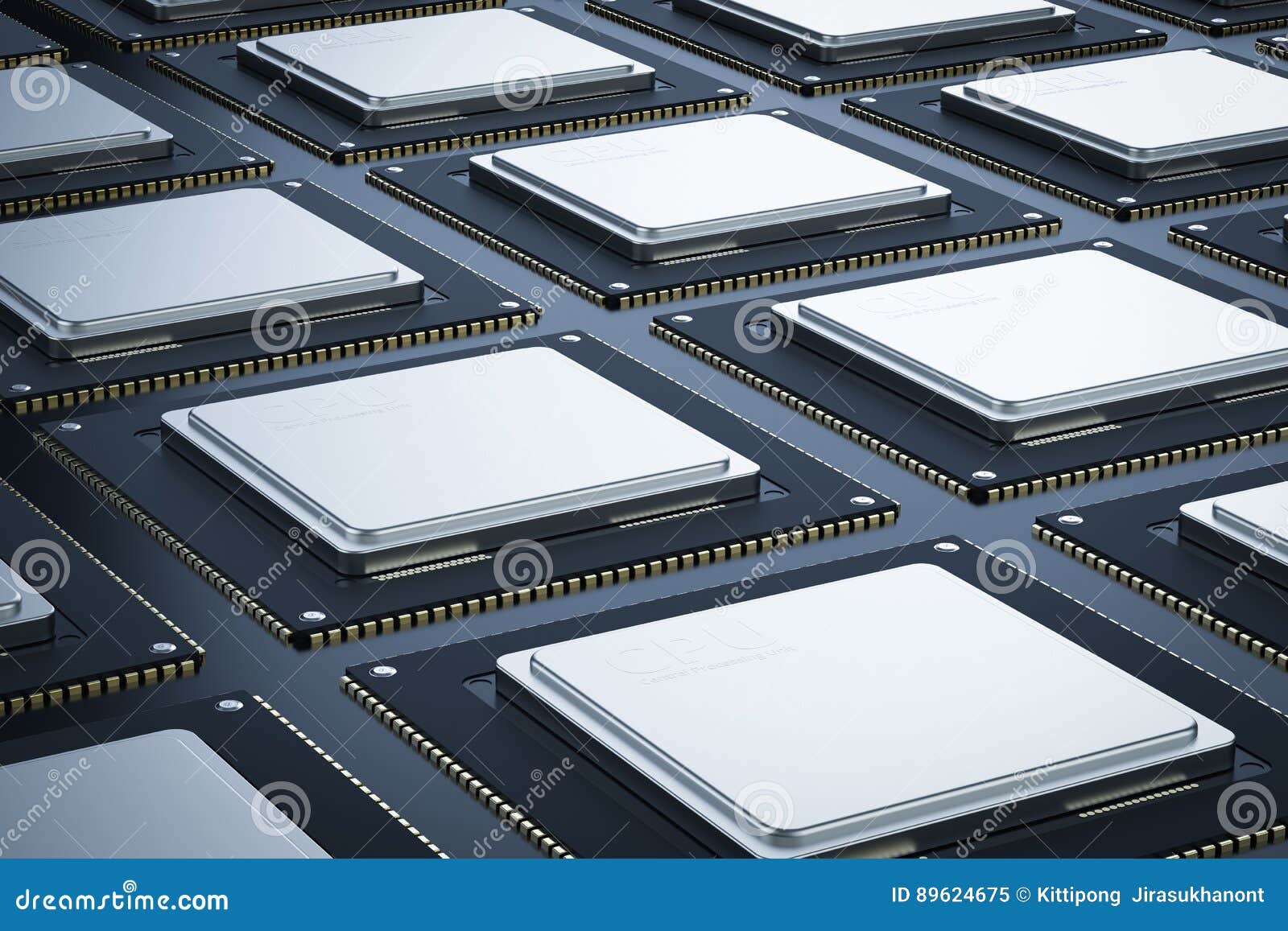 Cpu chips in a row stock illustration. Illustration of motherboard ...