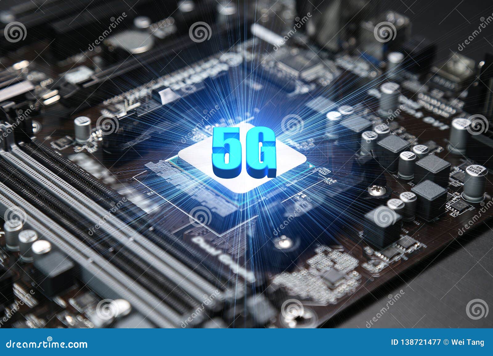 CPU Chipset on Computer Mainboard ,5G Concept Stock Image - Image of ...
