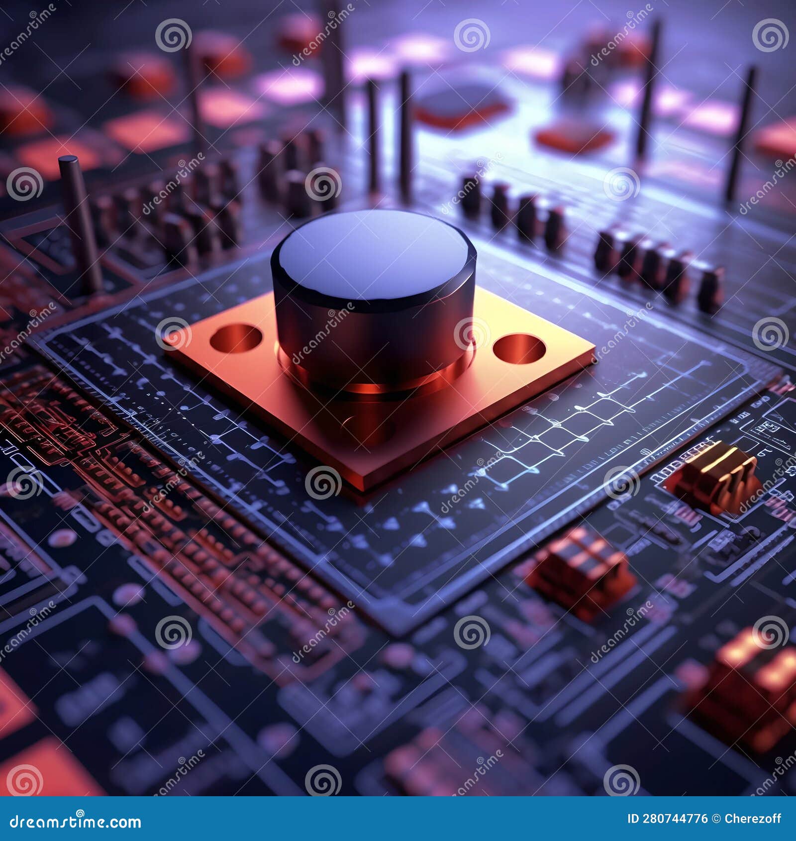 The CPU on the Circuit Board Stock Illustration - Illustration of ...