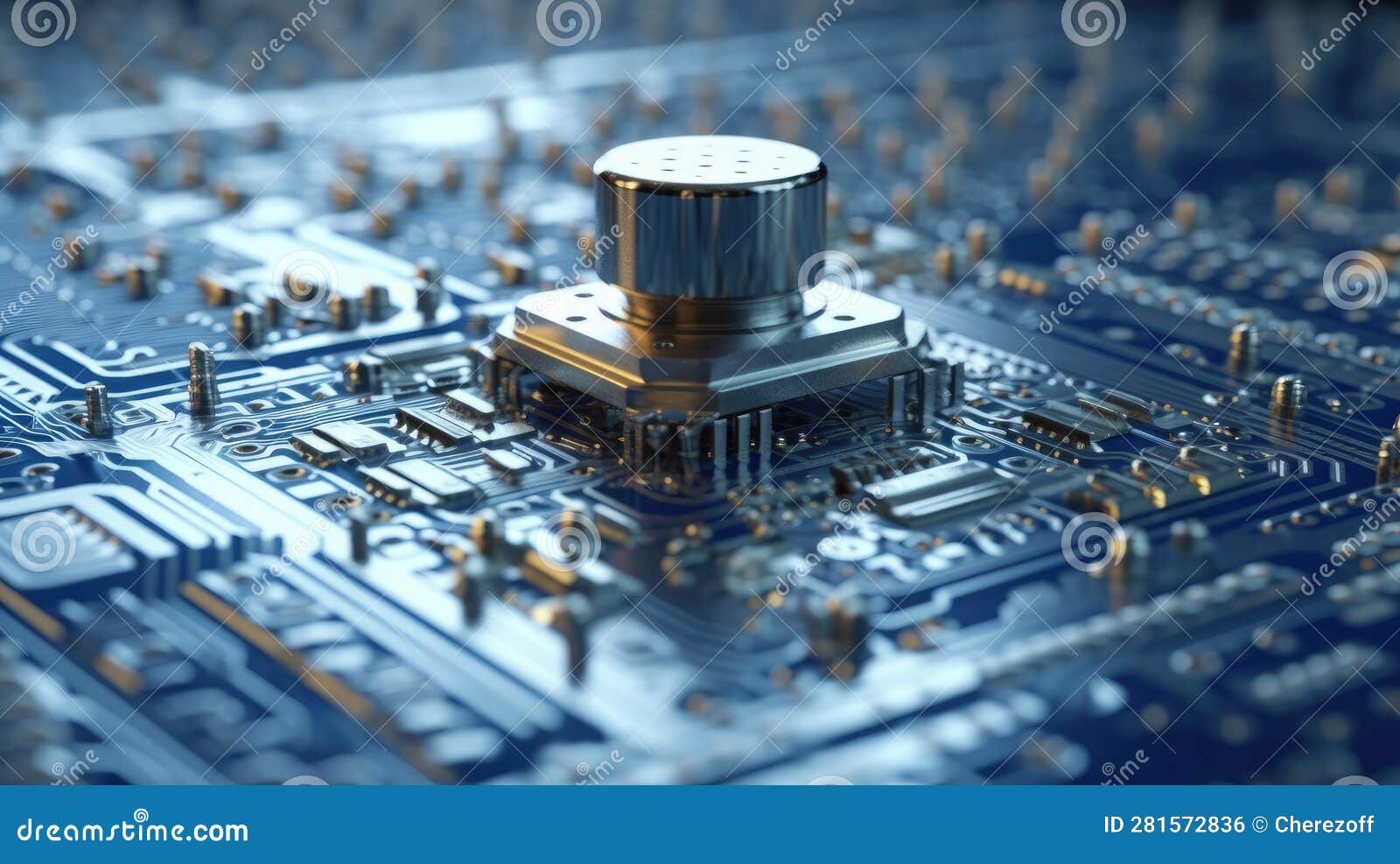 The CPU on the Circuit Board Stock Illustration - Illustration of ...