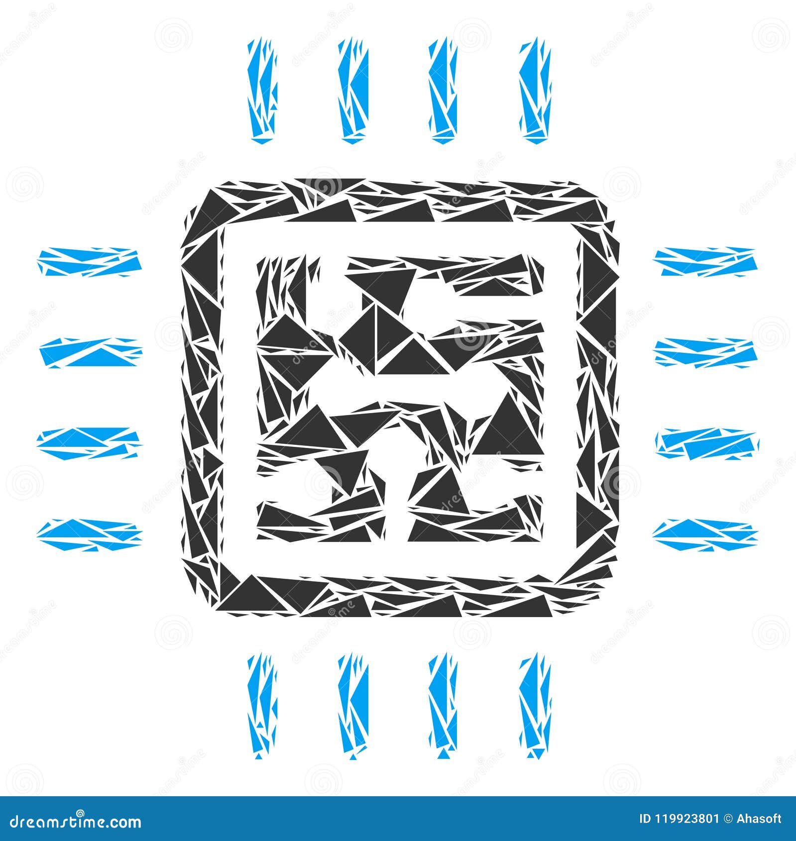 CPU Circuit Mosaic of Triangles Stock Vector - Illustration of object ...