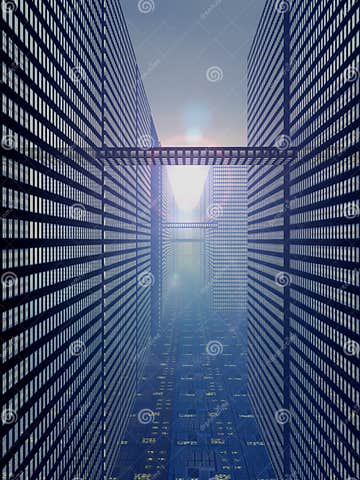CPU City stock illustration. Illustration of skywalk, building - 228909