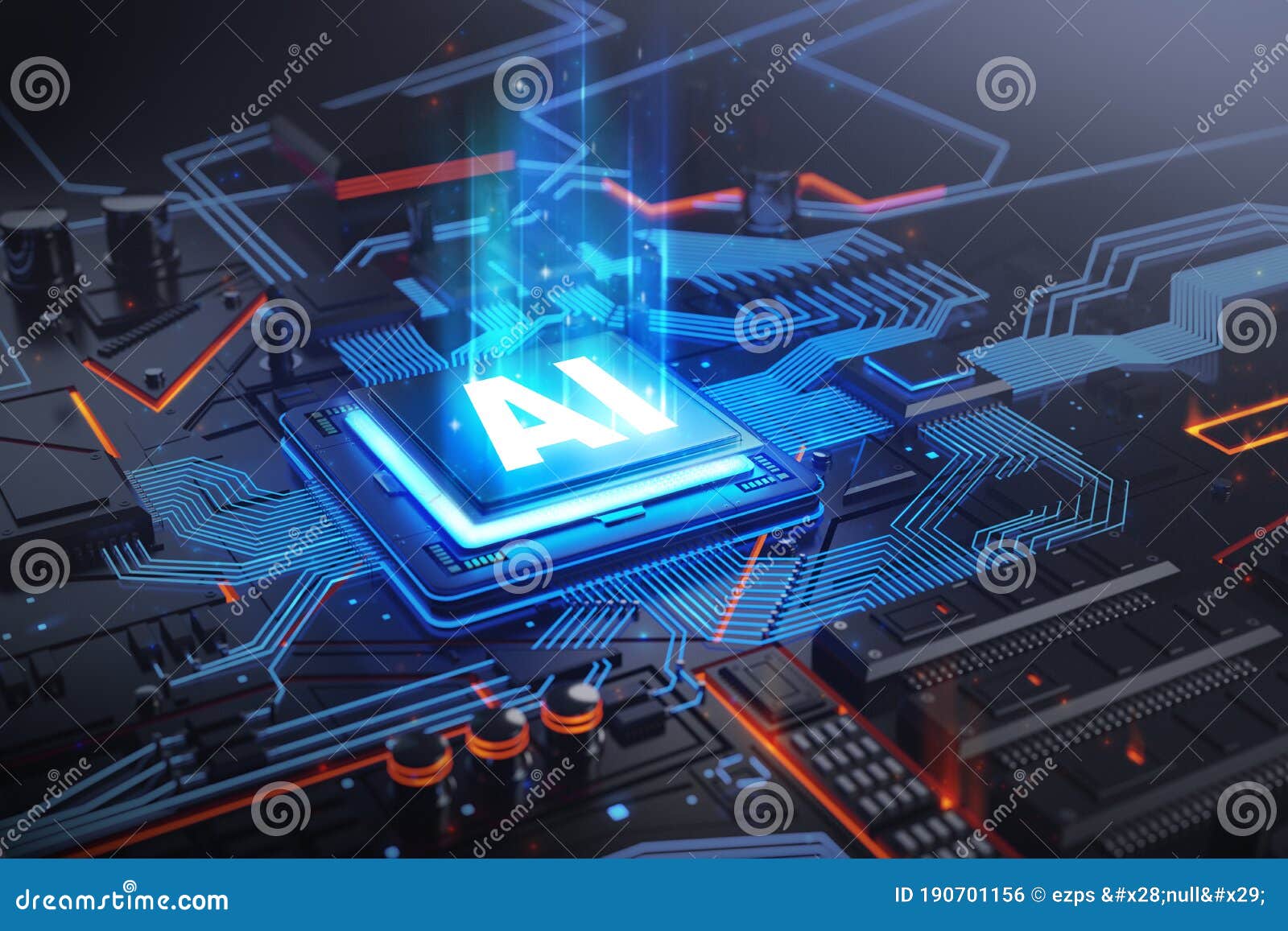 CPU and Computer Chip Concept 3d Illustration Stock Illustration ...