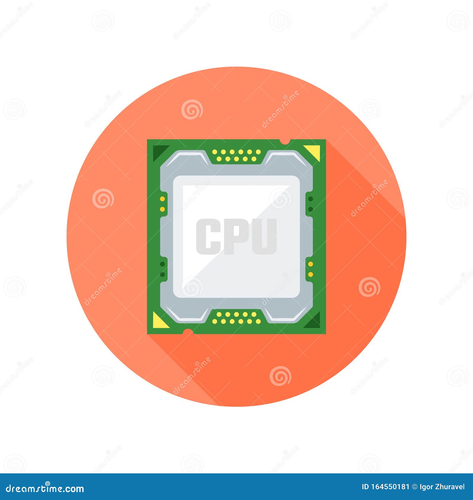 CPU Computer Chip Flat Style Vector Round Icon Stock Vector ...