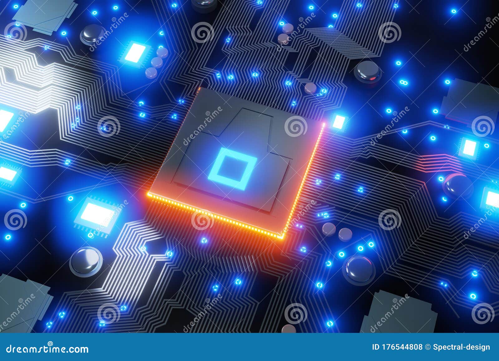 A CPU on a Computer Chipset or Mainboard Stock Illustration ...