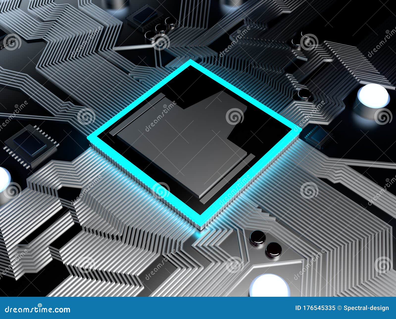 A CPU on a Computer Chipset or Mainboard Stock Illustration ...