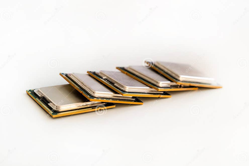 Cpu Computer Microchip Stack on White Isolated Background Stock Photo ...