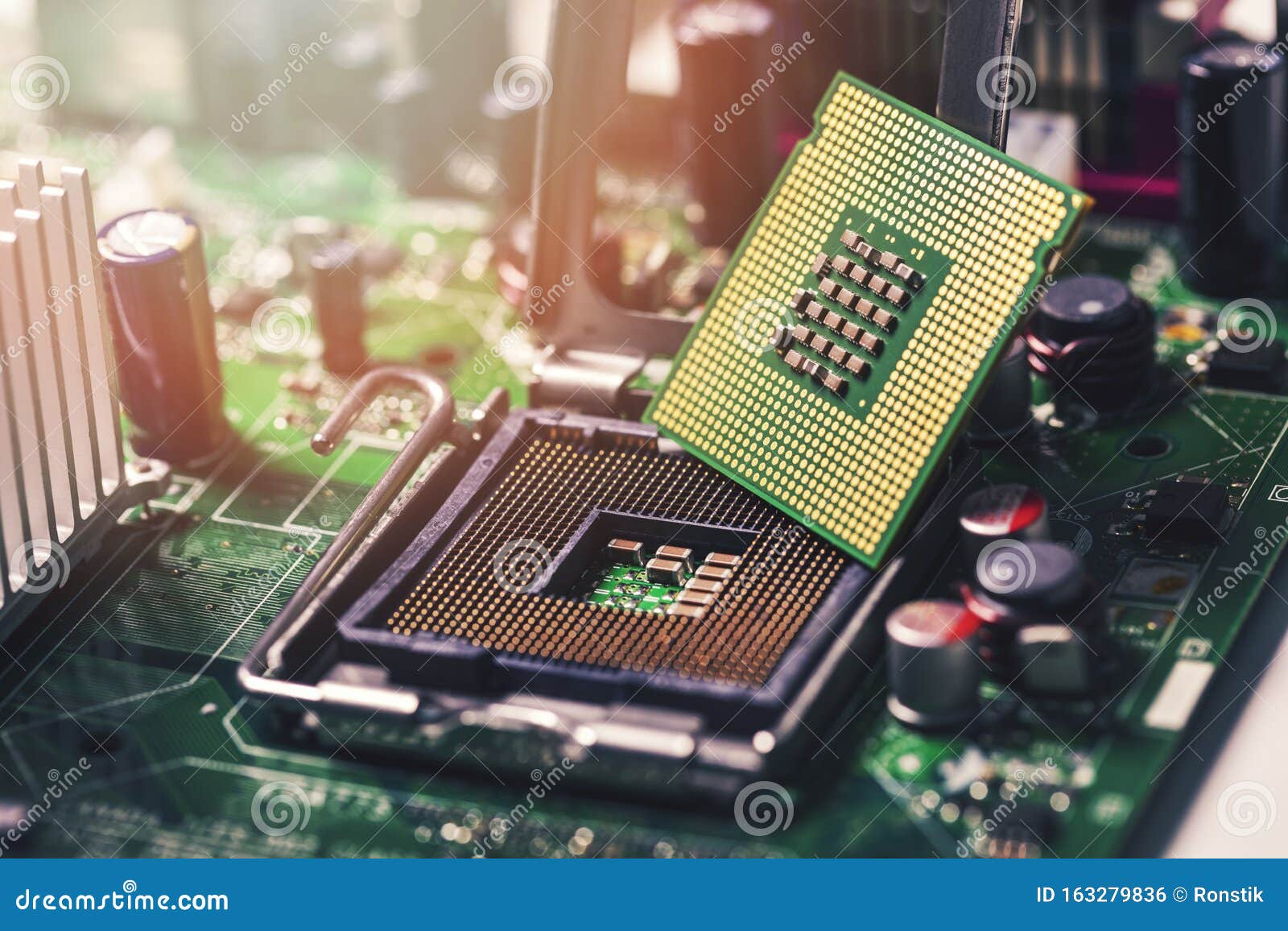 Cpu on Computer Motherboard Socket Stock Photo - Image of technology ...